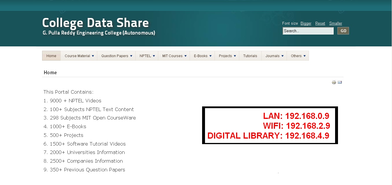 Welcome to GPREC > G.Pulla Reddy Engineering College - Kurnool, AP, INDIA